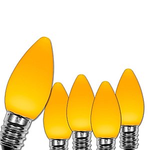 Wintergreen Lighting 25 Pack OptiCore C7 LED Christmas Light Bulbs - Replacement LED Christmas Lights Heavy Duty Premium Outdoor Christmas Lights, E12 Base (Gold Smooth)