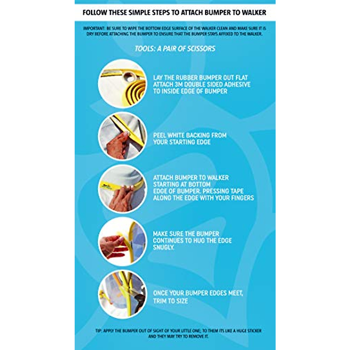 Rubber Bumper for Soft Edge on Baby Walker | 2 Boxes - Protective Foam Cushion [10 Foot Bumper + Extra Adhesive Tape ] Protect Your Toes, Walls, Furniture