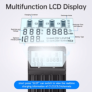 IMREN 18650 Capacity Tester,18650 Battery Charger with Discharge & Testing Function, 21700 Battery Charger with LCD Screen Display Capacity Suit for 18650 21700 20700 1.2V Ni-MH/Ni-CD LiFePO4 Battery