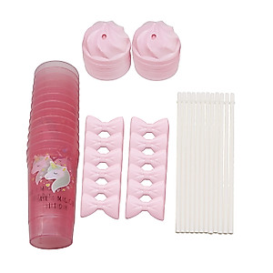 FEOOWV Unicorn Cups with Lids and Bowknot Straws, Plastic Cup for Iced Water Juice Milk Tea,Pack of 12pcs (Pink)
