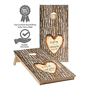 Couples Cornhole Board Wraps #419 - Personalized Couple Name Graphic Decals - Includes Application Squeegee - Set of (2) 25" x 49" Wraps with Gloss Laminate