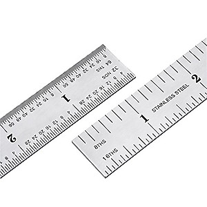 eBoot 2 Pack Stainless Steel Ruler Machinist Engineer Ruler, Rigid Metal Ruler with Inch Graduations 1/8, 1/16, 1/32, 1/64 Inch for Engineering, School, Office, Architect, and Drawing, 6 Inch