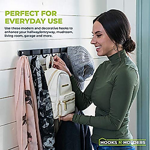 Wall Mounted Coat Rack 12 Matte Black Hooks for Holding Coats, Hats, Towels, and More; Easy to Install with Included mounting Hardware; Made of Heavy-Duty Stainless Steel; Hooks N Holders Warranty