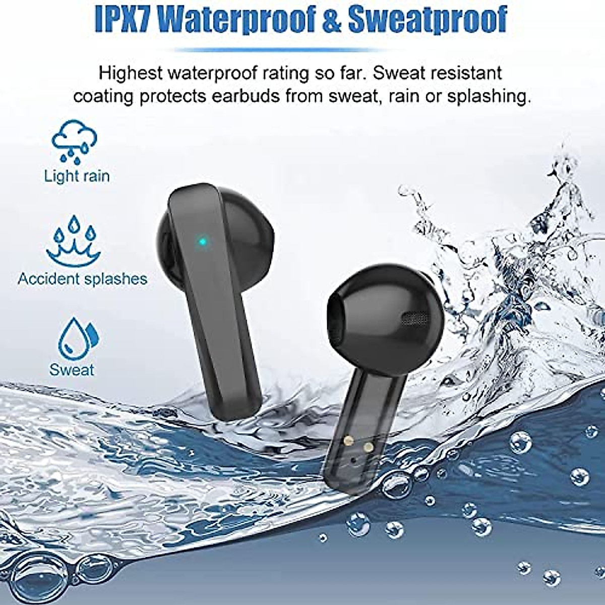 Wireless Earbuds,Bluetooth 5.3 Ear Buds Stereo Bass,Bluetooth Headphones in Ear Noise Cancelling Mic,IP7 Waterproof Earphones Sports Ear pods,Air Buds Pro 32H Playtime for iPhone/Android/Samsung
