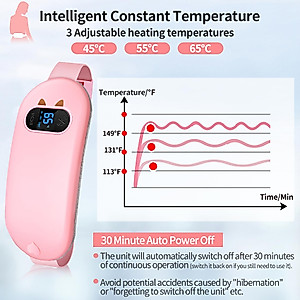 Heating Pad,Portable Cordless Heating Pad with 3 Heat Levels and 3 Massage Modes, 5s Fast Heating Pad Cramps Heat Belly Wrap Belt with Vibration Massage for Women and Girl(Pink)