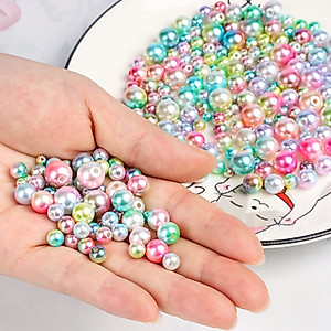 Suhome 1890pcs 6 Colors 4/6/8/10mm Multicolored Round Spacer Beads Faux ABS Pearls Beads Smooth Filler Rainbow Beads for Jewelry Making