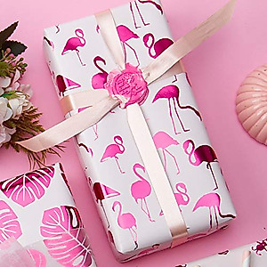 WRAPAHOLIC Wrapping Paper Sheet - Pink with Fuschia Foil Prints for Birthday, Holiday, Party, Baby Shower - 1 Roll Contains 6 Sheets - 17.5 inch X 30 inch Per Sheet