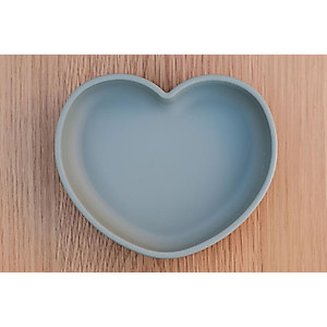 Spoondrift 100% Food Grade Silicone Suction Heart Plate | For Babies And Toddlers, BPA FREE, Diswasher Safe & Microwave Safe - Choose From 6 Colors (Sage)