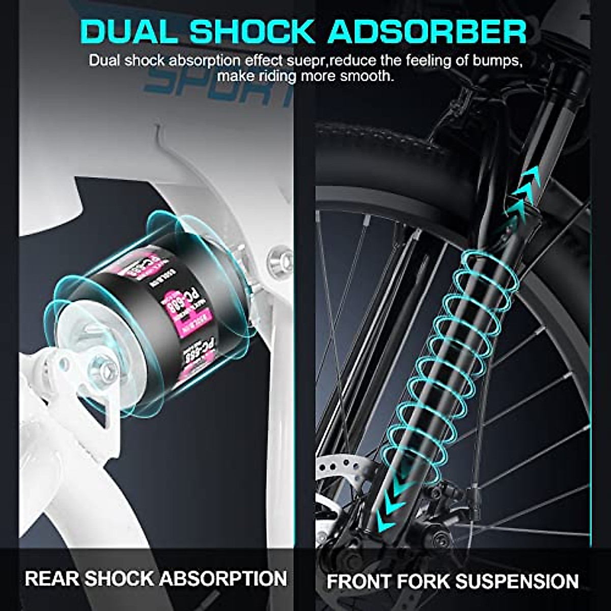 Vivi Electric Bike for Adults 26" Ebike, 500W Folding Electric Bike, 20MPH Adult Electric Bicycles with Removable 48V Battery, Up to 50Miles Range, Cruise Control, Dual Shock Absorber, UL 2849