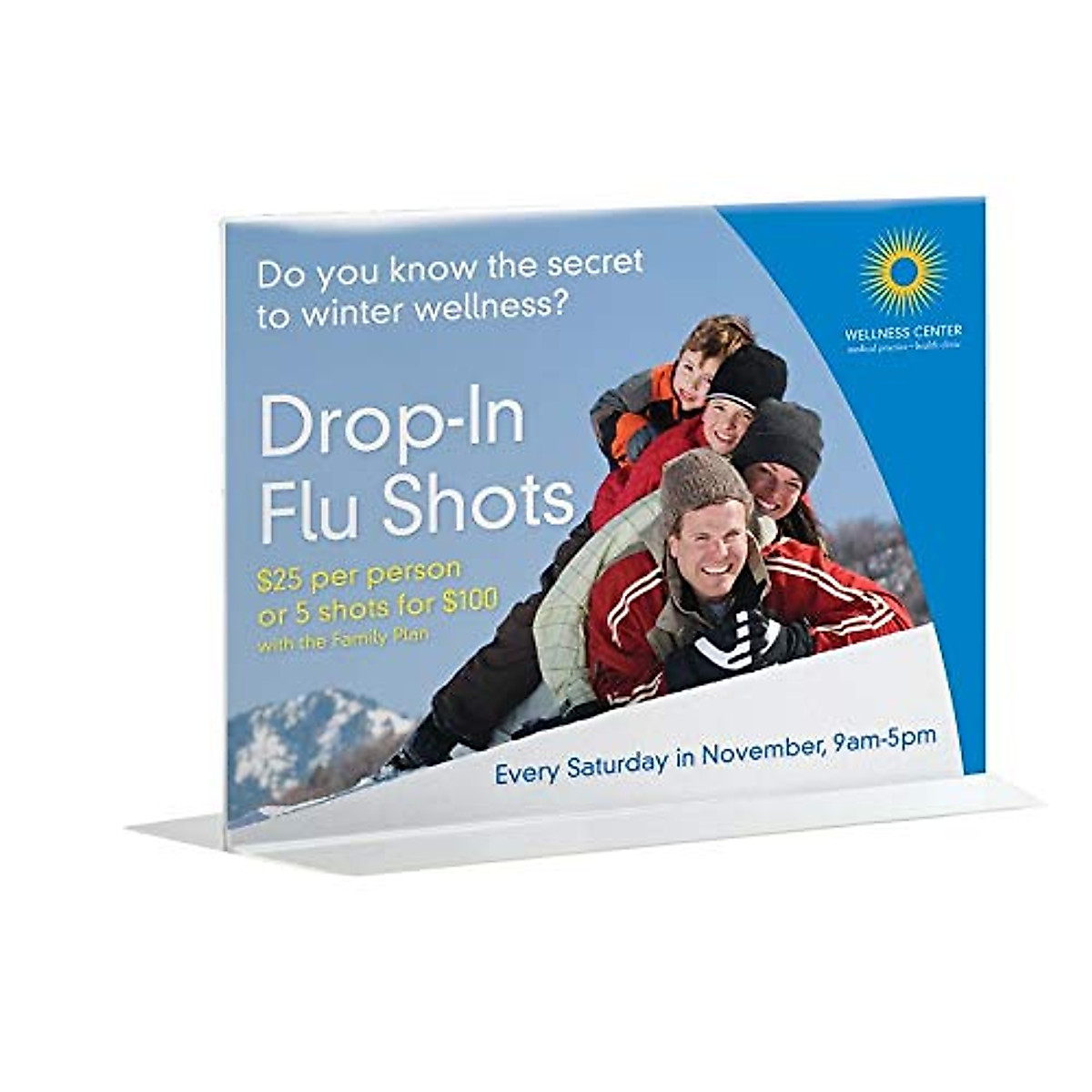 1InTheOffice Acrylic Stand-Up Horizontal Sign Holder 8.5x11"6 Pack"