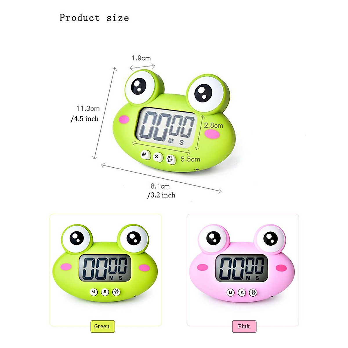 Digital Kitchen Timer,Cute Frog Count Down & Up Timer,LCD Display & Magnetic Backing for Study Teaching Games