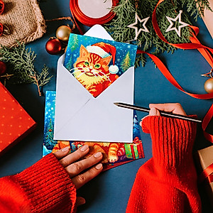8pcs Christmas Diamond ATR Cards 5d DIY Christmas Diamond Art for Adults Beginners Santa Cat and Santa Dog Xmas Greeting Cards for Holiday Craft Card Making