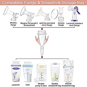 Maymom Narrow Neck Breastmilk Storage Bag Adapters Compatible with Medela Pumps (Selected), Selected Ameda Pumps to be Compatible with Lansinoh and Nuk Breastmilk Storage Bags