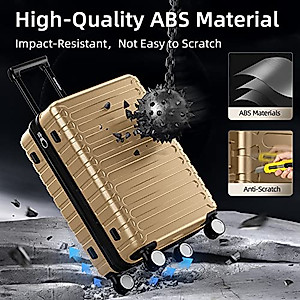 SHOWKOO Luggage Sets Expandable ABS Hardshell 3pcs Clearance Luggage Hardside Lightweight Durable Suitcase sets Spinner Wheels Suitcase with TSA Lock (Gold)