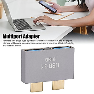 USB C Hub, Mini Type‑C Adapter Type‑C Expansion Dock Adapter for Thunderbolt 3 USB Adapter 10Gbps Aluminum Alloy Type‑C Adapter Data Extender Hub(Type-C Revolution to Type-C