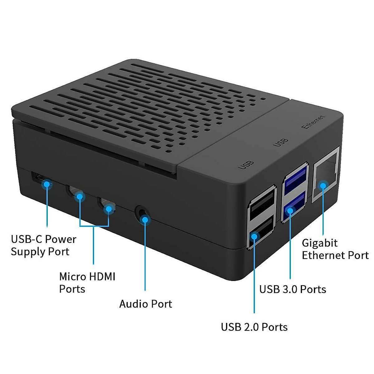 GeeekPi Case with PWM Fan for Raspberry Pi 4, 18W 5V 3.6A USB-C Power Supply for Raspberry Pi 4, Heatsinks, USB Card Reader, Micro HDMI Cable, Micro HDMI to HDMI Adapter for Raspberry Pi 4 8GB/4GB/2GB