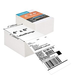LabelRange 4''X6'' Direct Thermal Shipping Labels (1000 4x6 Fan-fold Labels) - Permanent Adhesive Postage Labels - Commercial Grade - LabelRange/Rollo/Munbyn Compatible