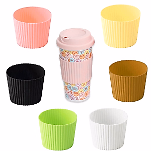 6 PACK Heat-resistant Silicone Nonslip Coffee Cup Reusable Glass Bottle Mug Cup Sleeve for Hot Drinks