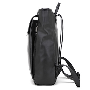 Kah&Kee Feaux Leather Backpack Purse for Women Casual Travel Daypack with Laptop Compartment 13 Inch (Black)