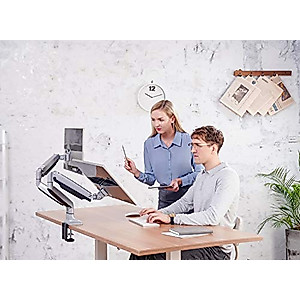EleTab Dual Monitor Mount Stand Full Motion Swivel Gas Spring LCD Arm Fits for 2 Computer Screens 13 to 32 inches - Each Arm Holds up to 19.8 lbs