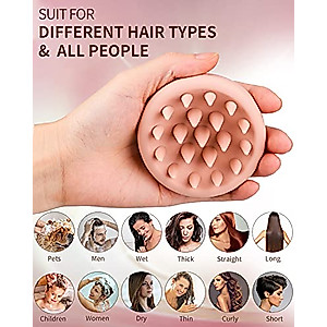 BEAUTLOHAS. Silicone Scalp Massager Shampoo Brush, Shower Scalp Scrubber with Soft Bristles, Scalp Brush for Hair Growth & Dandruff Treatment, Wet Dry Hair Massager for All Hair Types of Women (Pink)