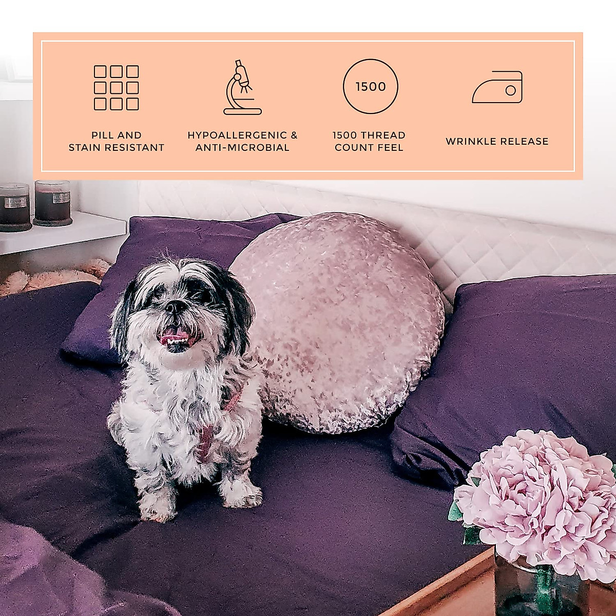 PeachSkinSheets Eggplant Sheet Set - 1500tc Level of Softness - Extra Soft Cooling Sheets for Hot Sleepers and Night Sweats - Full Size