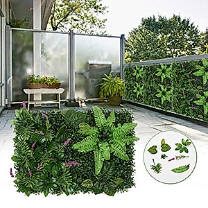 DETTELIN 40x60cm Artificial Grass Panel, Mixing Plant Green Hedge Plant Screen, Faux Hedge Green Plant Background Decorative Wall for Home Wedding Decor