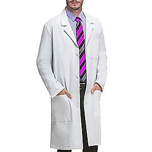 VOGRYE Professional Lab Coat for Men Women Long Sleeve, White, Unisex XXS