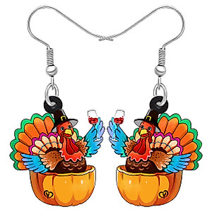 NEWEI Acrylic Thanksgiving Anime Turkey Chicken Earrings For Women Fashion Charm Jewelry Gifts (Azure)