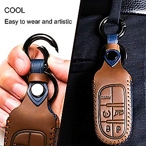 LYGKMU Ford Dedicated Cover Key Fob Case Suit for Keyless Remote Control, mens（A-Brown）