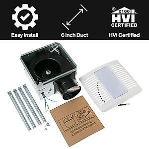 Haier Bathroom Exhaust Fan with 4000K LED Lights, 140 CFM, 10W Bathroom Vent Fan with 3 Speed Exhaust Control, 0.4 Sones Quiet Bathroom Fan for Home, HVI Listed, White