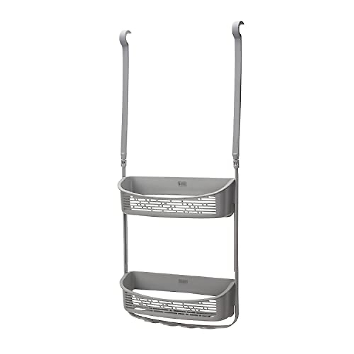 BLACK+DECKER 2-Way Convertible Hanging Anti-Swing Shower Caddy, 2 Way Adjustable Arm, Over The Door, Loofah & Razor Hooks, Storage & Organization, Large and Small Bottles and More, Grey