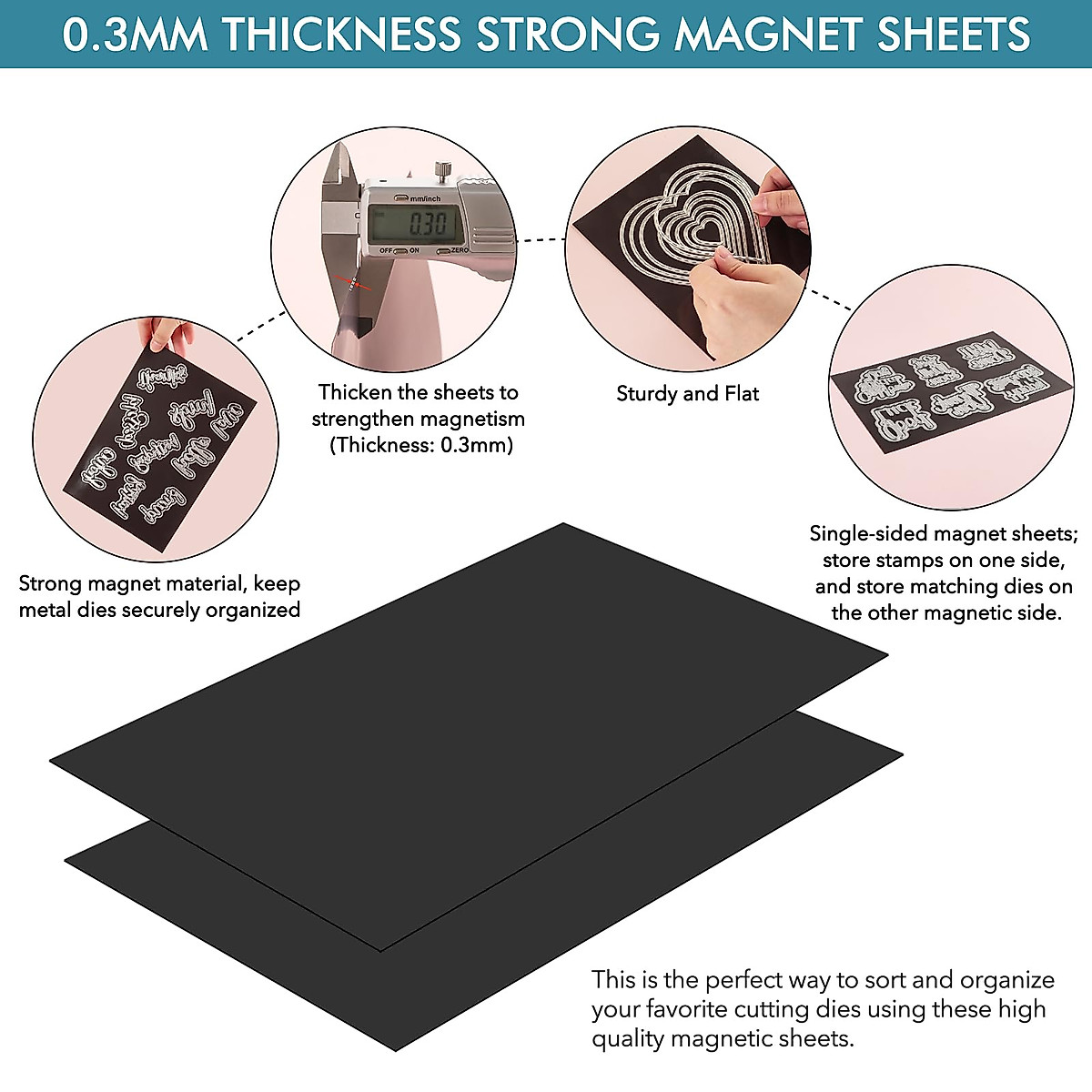 Briartw 10 Sheets 6.9x5" 0.3mm Thick Single Sided Magnetic Sheets Flexible Rubber Sheets for Metal Dies Storage and Organize Scrapbooking Tool Craft Supplies Rubber Magnetic Sheets Set