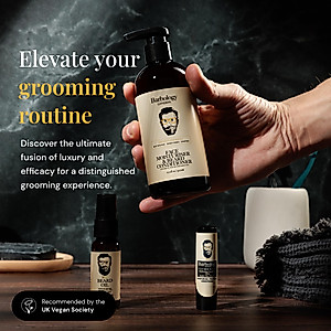 Barbology LONDON 2-in-1 Beard and Face Moisturizer with Jojoba Oil, Argan Oil, and Avocado Oil, Conditions Dry, Itchy and Coarse Facial Hair, 10oz Pump Bottle