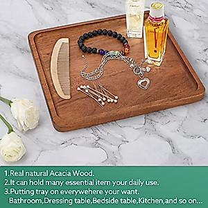 Bathroom Accessory Set,5 PCS Modern Premium Clear Glass Bath Accessories,Set of 2 Lotion Soap Dispenser,Toothbrush Holder,Qtip Holder & Acacia Wooden Tray,Gift for Home Decor & Countertop Organizer