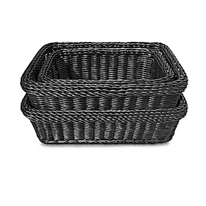 Colorbasket Rectangular Utility Basket, Hand Woven Poly Cord, Set of 3