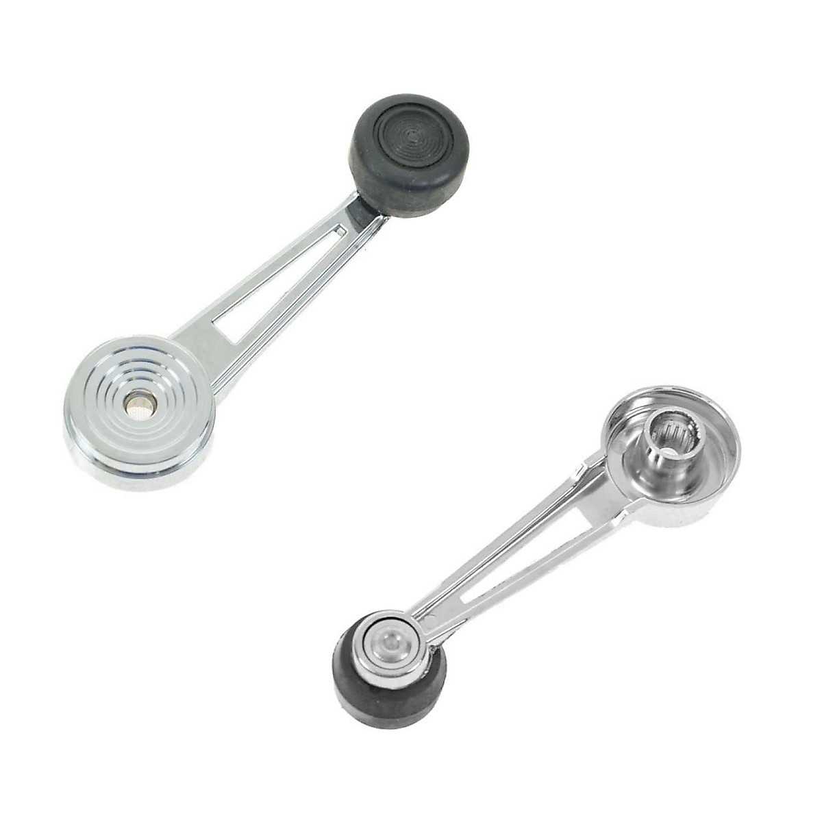 Driver & Passenger Side Window Crank Handle Set Chrome & Black Compatible with 1980-1986 Ford Bronco 1973-1977 F-100 1975-1977 F-150 F-250 F-350