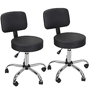 Nova Microdermabrasion Rolling Stool Swivel Salon Stool Chair Adjustable Drafting Stool Tattoo Office Massage Medical Facial Spa Stool with PU Cushion Backrest 4pcs