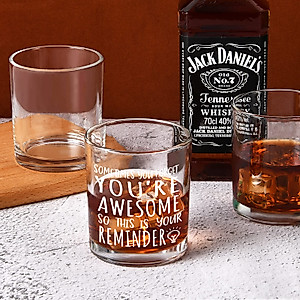 DAZLUTE Thank You Gifts for Men, Sometimes You Forget You're Awesome Whiskey Glass, Appreciation Gift Inspirational Gift Encouragement Gift for Men Coworker Friend Employee, 10oz Thank You Rock Glass
