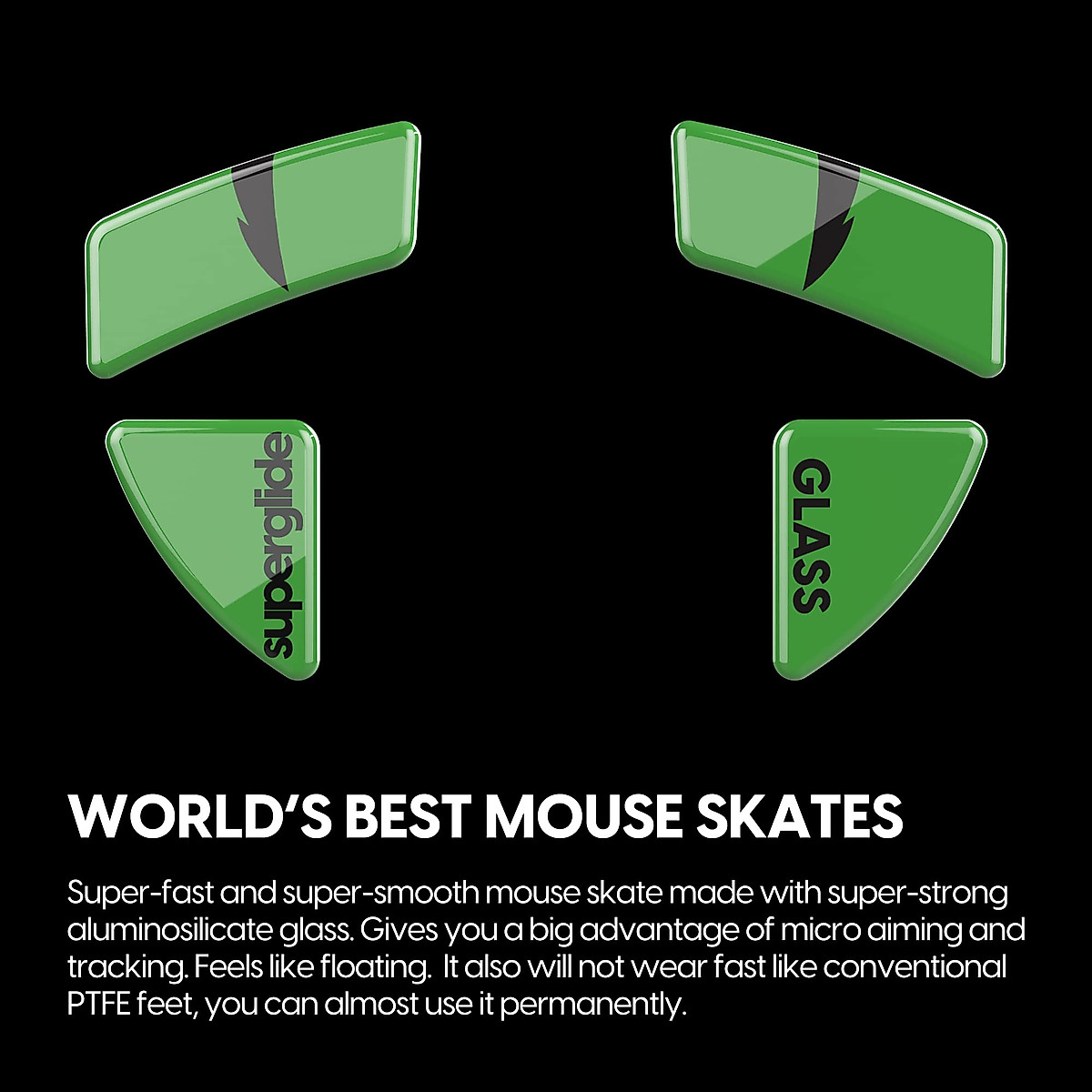 Superglide1 - Super Smooth Polished Surface Mouse Feet/Skates Made with Ultra Strong Flawless Glass Super Fast Smooth and Durable Sole for Razer Viper Ultimate [Green]