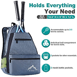 Himal Outdoors Tennis Backpack Tennis Bag - Large Storage Holds 2-3 Rackets and Necessities With Tennis,Pickleball,Racketball,Suitble for Women,Men and Teenagers,Rose Red