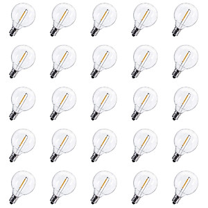 Brightown G40 Led Replacement Light Bulbs 1W Shatterproof Globe Bulb fits E12 or C7 Candelabra Screw Base Sockets, 1.5 Inch Dimmable Light Bulbs for Indoor Outdoor Patio Decor (50Pack)