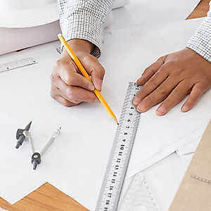 6 Pieces Large Stainless Steel Ruler Metal Yard Stick Rule Measuring 1 Meter 40 Inch/ 100 cm 24 Inch/ 60 cm Measure Straight Edge (40 Inch)