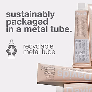 Davids Natural Toothpaste For Teeth Whitening, Herbal Citrus Peppermint, Antiplaque, Flouride Free, SLS Free, EWG Verified, Toothpaste Squeezer Included, Recycable Metal Tube, 5.25oz