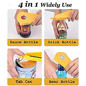 Jar Opener, 4 in 1 Multi Function Can Opener for Beer, Can, Soda Water, Jam Jar Lips Cap, Bottle Opener Kit Easy to Use for Weak Hands，Children, Elderly, Kitchen Gadgets for Home Assistance, 2 Packs