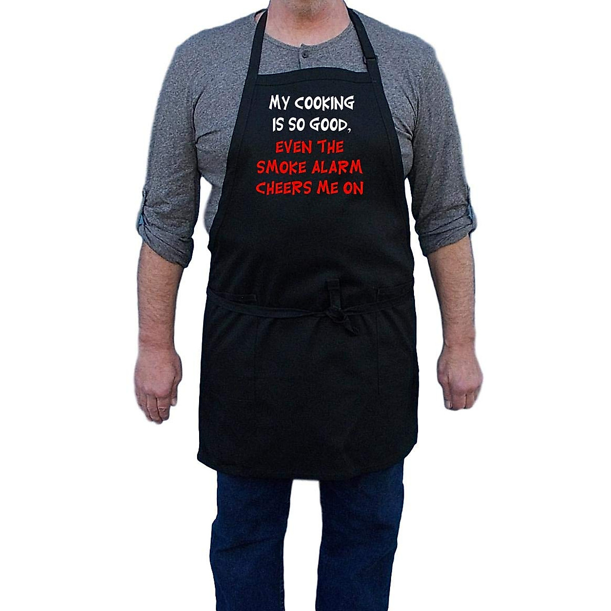 My Cooking Is So Good Funny Kitchen Aprons, Black, 2 Pockets, Adjustable Neck Strap