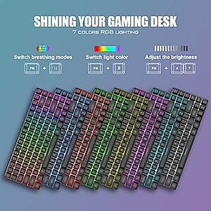 RedThunder K84 Mini Gaming Keyboard, 75% Ultra-Compact TKL Mechanical Feel Wired Keyboard with RGB LED Lighting Effects for PC/MAC/PS4/PS5/XBOX Gamer (Black)