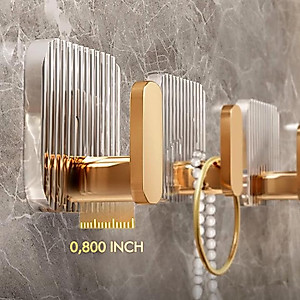 Generic Self Adhesive Gold Acrylic Hook Waterproof Heavy Duty Wall Bathroom Shower Kitchen RV Holder Hooks Self-Adhesive Non-Punching L Shape Wall Mounted Cabinet Hangers 4 Pack