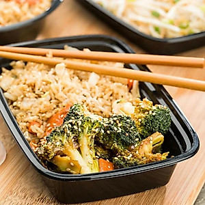 Nicole Fantini 16oz Disposable Black Meal Prep/Bento Box with Clear Dome Lids - Rectangular Plastic Meal Containers - Leak Proof and Reusable Box : Perfect For Salad, Meal Prep and Fruits : Set of 10