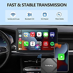 Geohyecc Wireless CarPlay Adapter for OEM Wired CarPlay Cars - 2023 Upgrade Apple CarPlay Dongle Convert Wired to Wireless, 5Ghz WiFi Plug & Play (Model Year: 2016 to 2023)